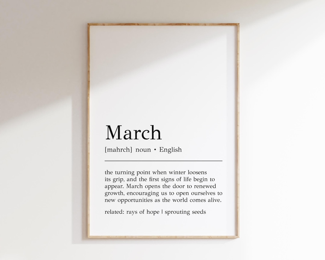 March Definition Print: Minimalist Spring Wall Art (digital Download ...