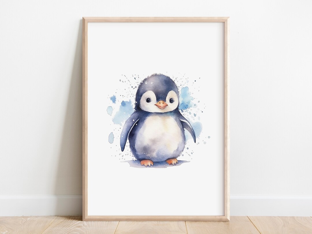Baby Penguin Wall Art | Digital Print | Watercolor Penguin Print ...