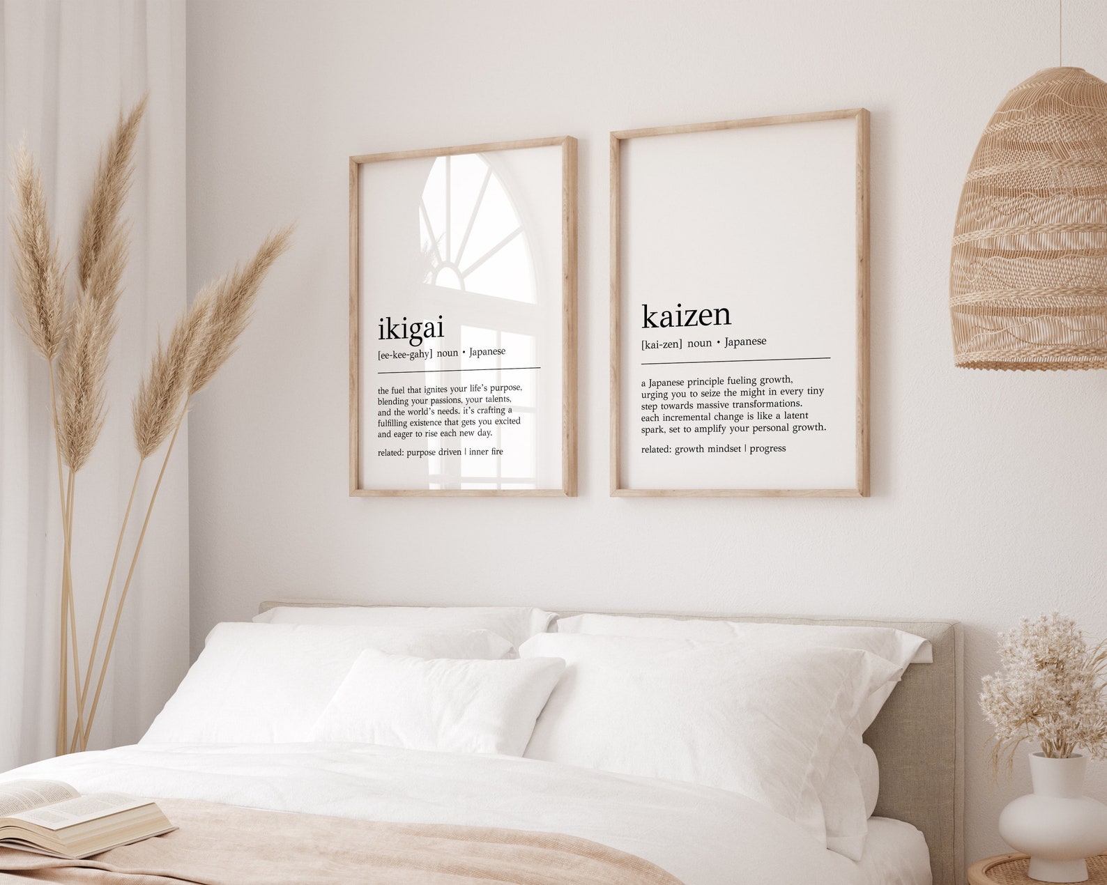 Ikigai and Kaizen Definition Prints: Japanese Wall Art (set of 2 ...