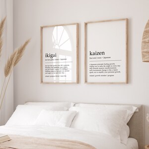 Ikigai and Kaizen Definition Prints: Japanese Wall Art (set of 2 ...
