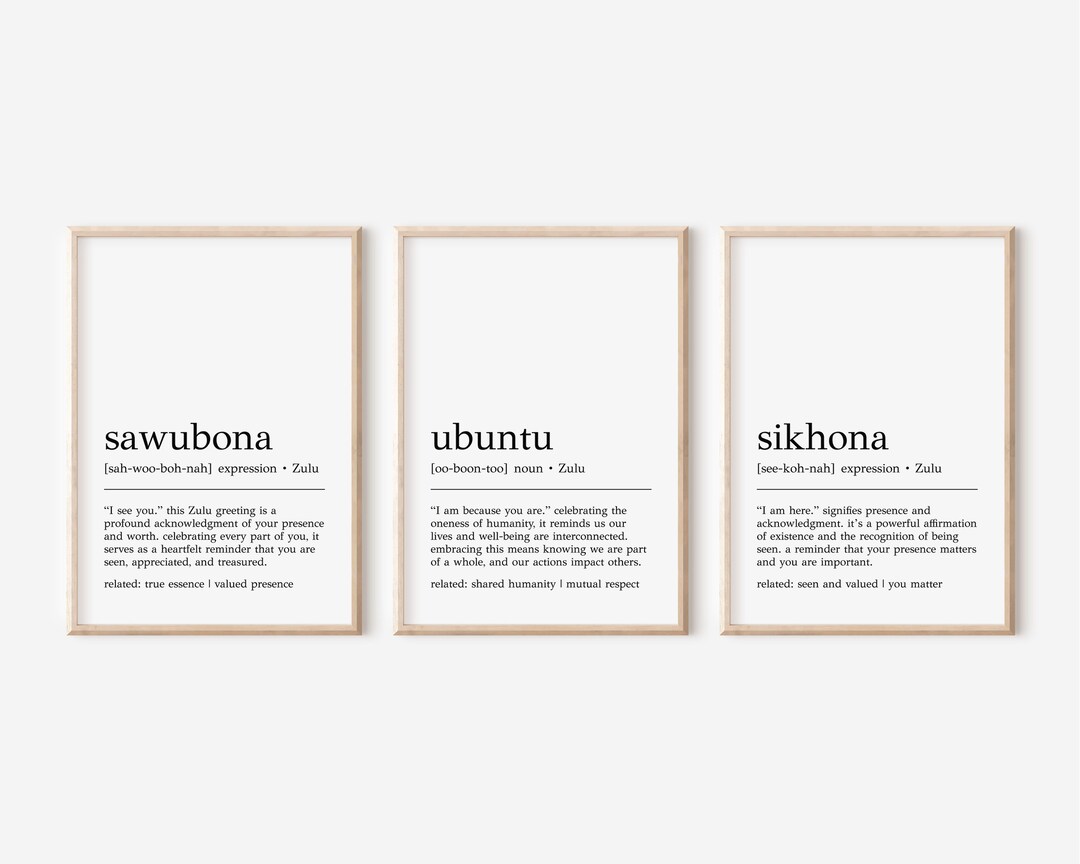 South African Definition Prints Set of 3 Zulu Definition Prints South ...