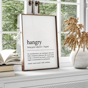 Hangry Definition Print | Kitchen Wall Art | Hangry Kitchen Sign ...