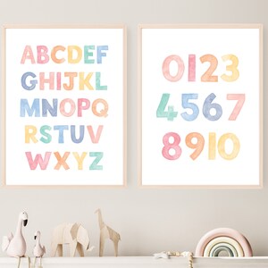 Rainbow Alphabet and Numbers Posters | Set of 2 Educational Prints ...