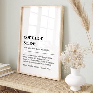 Common Sense Definition Print | Funny Office Decor | Home Office Wall ...