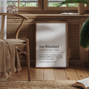 No Brainer Definition Print: Funny Office Wall Art (digital Print) - Etsy