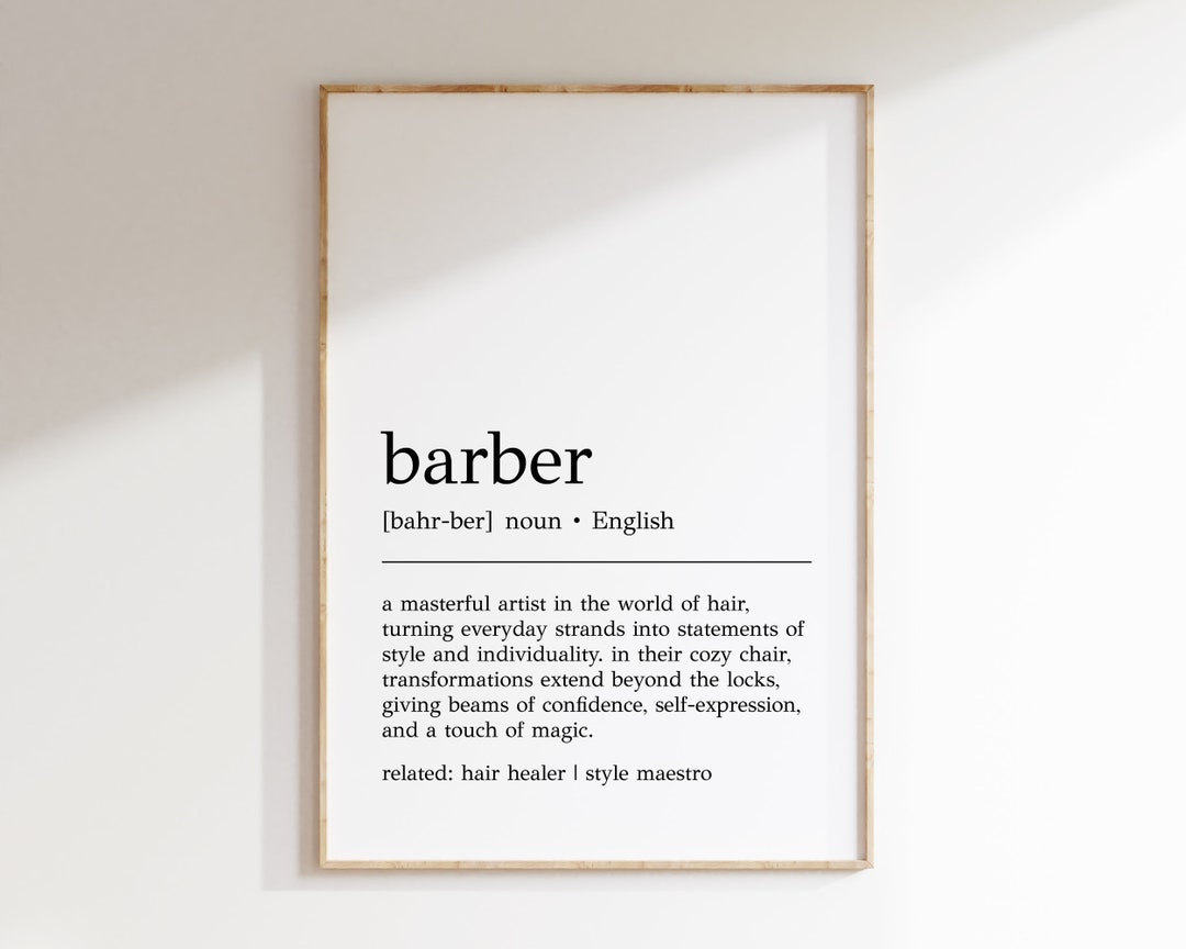 Barber Definition Art Print: Minimalist Salon Decor (digital Download ...