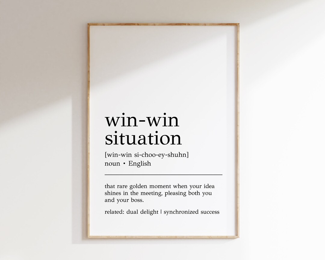 Win-win Situation Definition Print | Funny Office Wall Art | Home ...