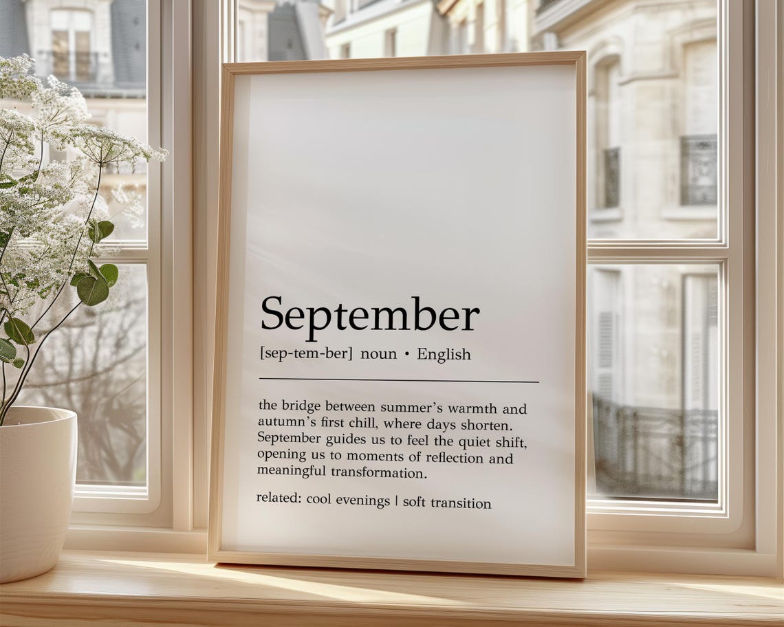 September Definition Print: Minimalist Fall Decor (digital Download) - Etsy