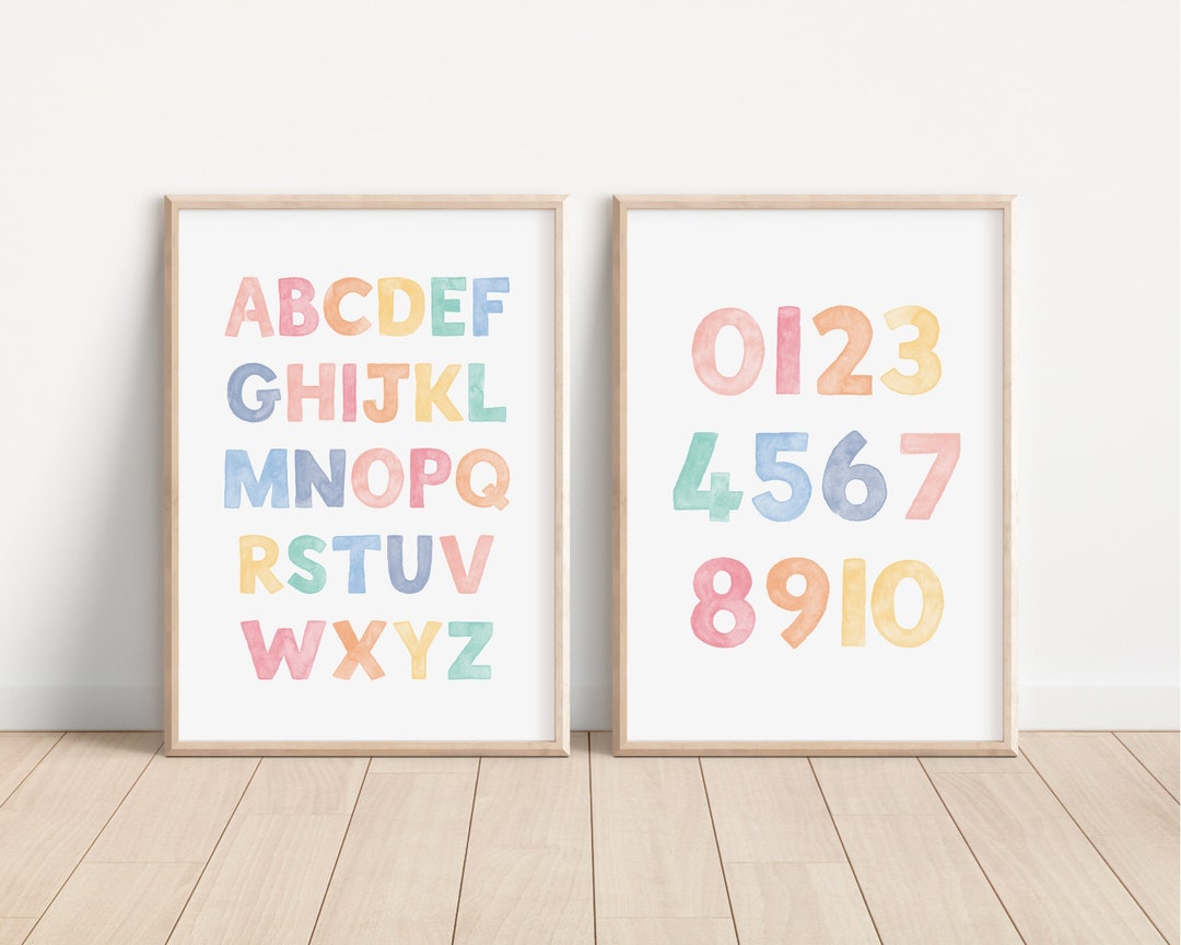 Rainbow Alphabet and Numbers Posters | Set of 2 Educational Prints ...