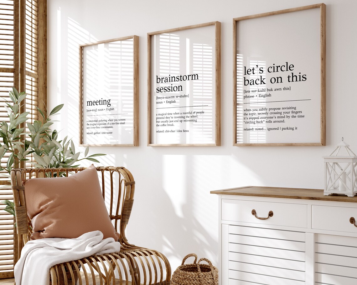 Funny Meeting Room Wall Art set of 3 Prints Office Humor Prints Quirky ...