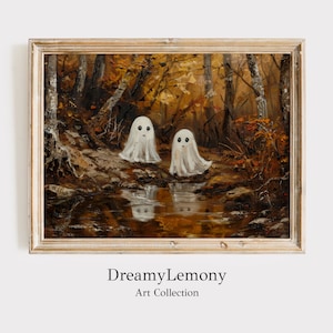 Halloween Print | Fall Forest Print | Halloween Wall Art | Ghost Art ...