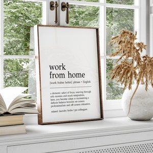Work From Home Definition Print | Funny Office Decor | Work From Home ...