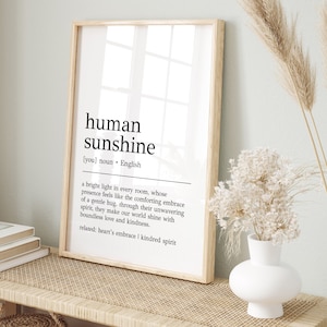 Human Sunshine Definition Print: Inspirational Wall Art (digital Print ...