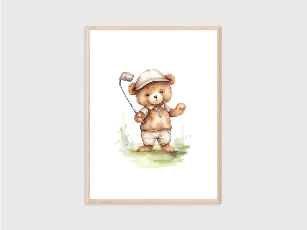 Golf Teddy Bear Nursery Art | Baby Golf | Digital Print | Golf Wall ...