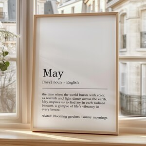 May Definition Print | Spring Decor | May Print | Spring Wall Art ...