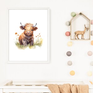Baby Buffalo Print | Animal Digital Print | Watercolor Buffalo ...