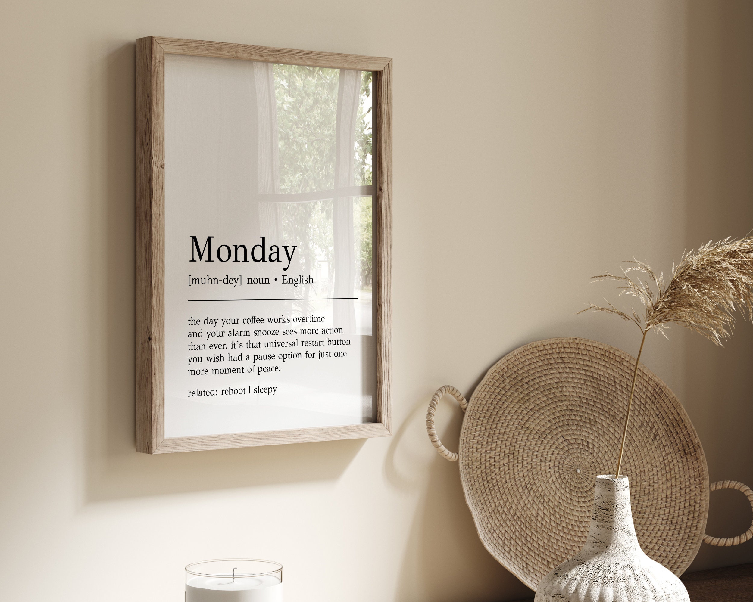 Monday Definition Print Funny Office Decor Monday Wall Art Home Office ...