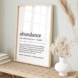 Abundance Definition Print | Abundance Wall Art | Law of Attraction ...