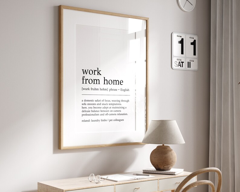 Work From Home Definition Print Funny Office Decor Work - Etsy
