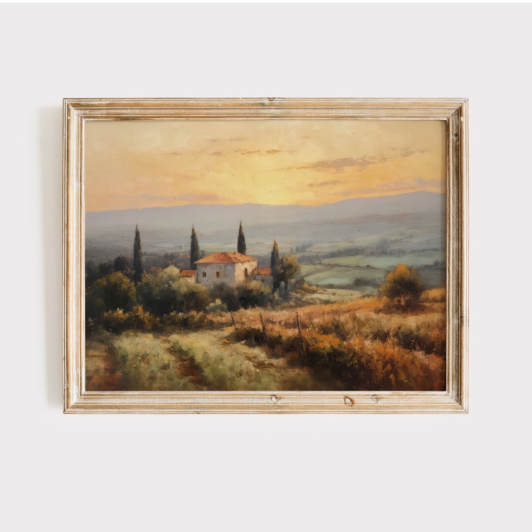 Tuscany Landscape Painting Print: Italian Countryside Art (digital ...