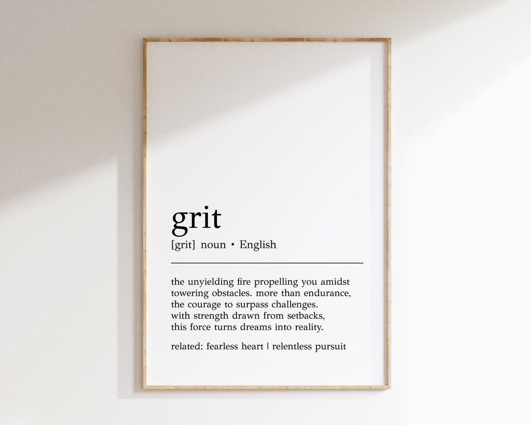 Grit Definition Print: Motivational Typography Wall Art (digital ...
