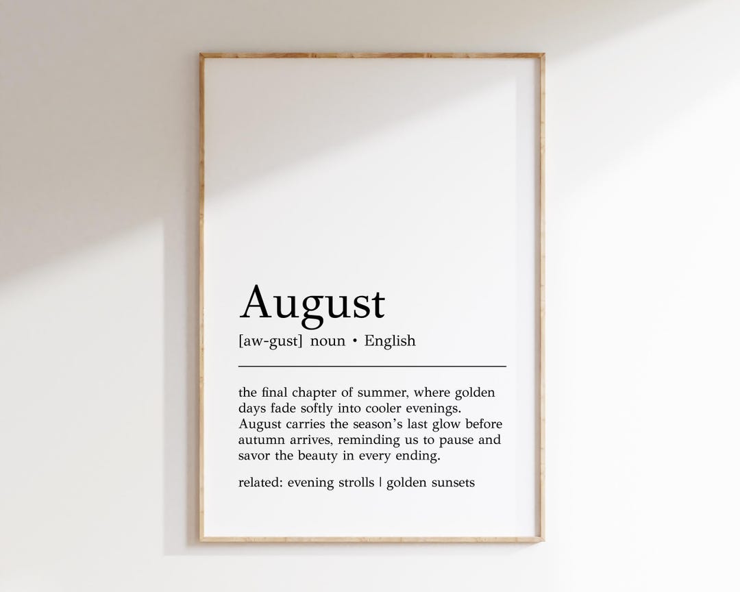August Definition Print | Summer Wall Art | August Decor | Summer Art ...