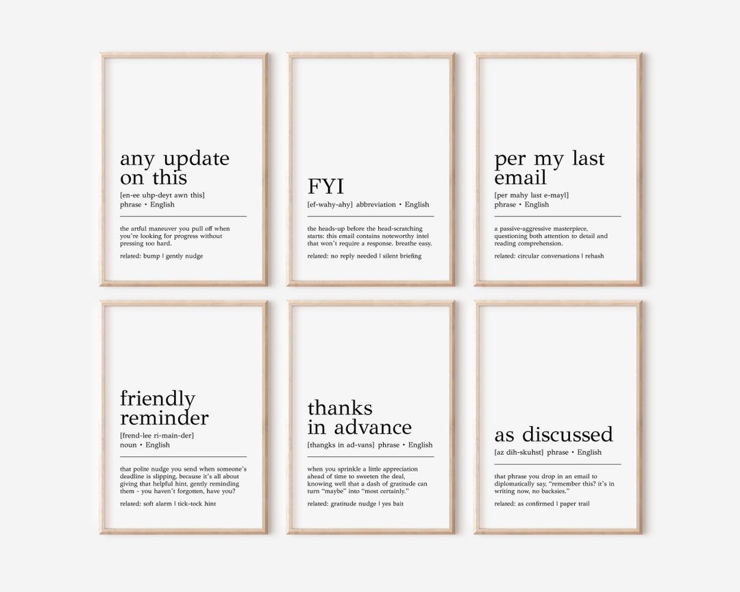 Funny Office Definition Art Prints: Set of 6 (digital Download) - Etsy