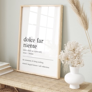 Dolce Far Niente Definition Print | Dolce Far Niente Wall Art | Italian ...