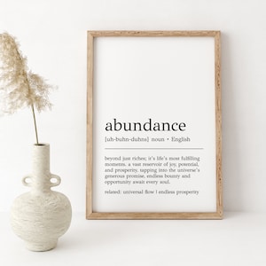Abundance Definition Print | Abundance Wall Art | Law of Attraction ...