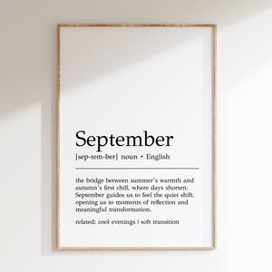 September Definition Print: Minimalist Fall Decor (digital Download) - Etsy