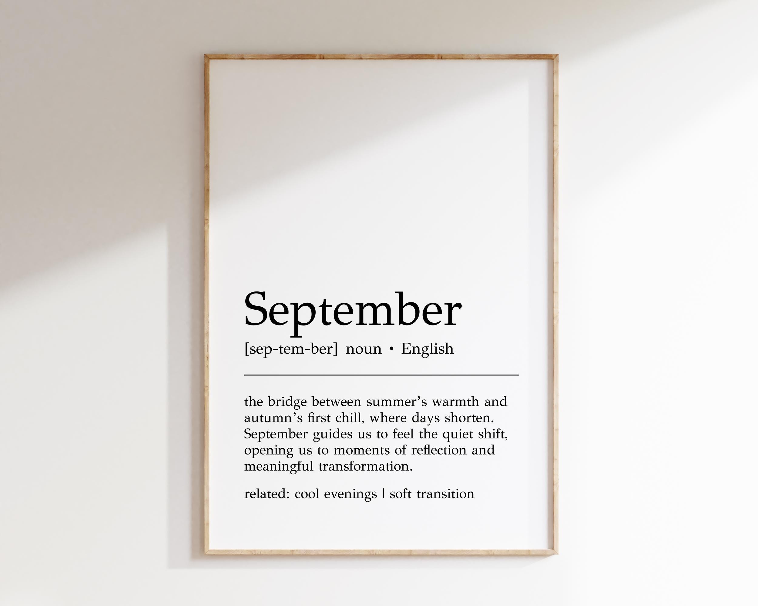 September Definition Print: Minimalist Fall Decor (digital Download) - Etsy
