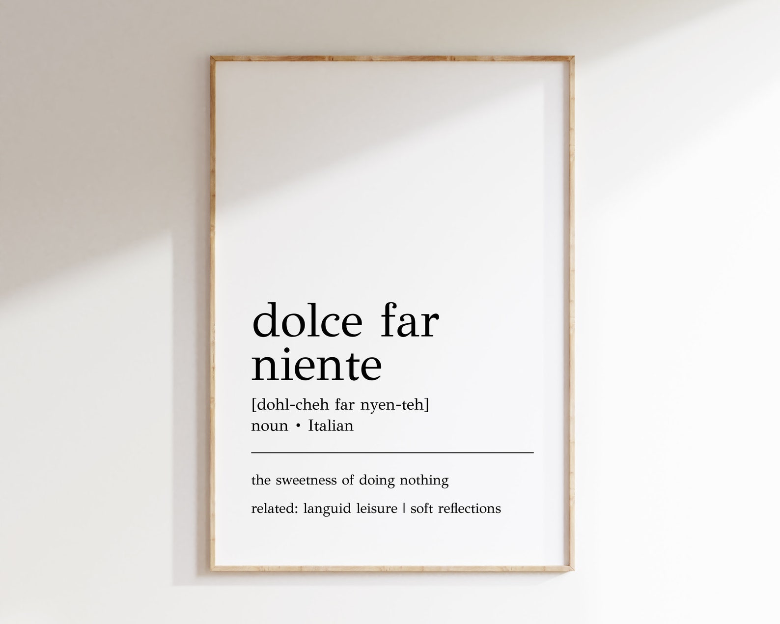 Dolce Far Niente Definition Print Dolce Far Niente Wall Art - Etsy