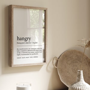 Hangry Definition Print | Kitchen Wall Art | Hangry Kitchen Sign ...