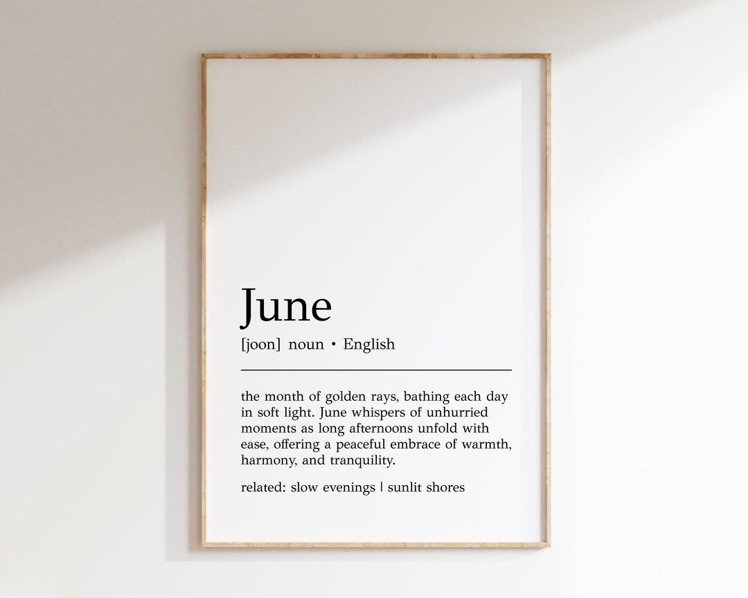 June Definition Print | Summer Decor | June Wall Art | Minimalist Print ...