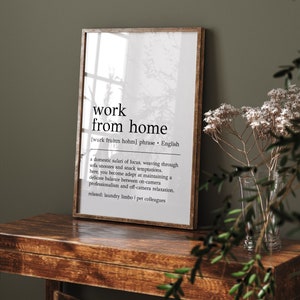 Work From Home Definition Print | Funny Office Decor | Work From Home ...