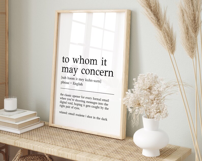To Whom It May Concern Definition Print Funny Office Decor - Etsy
