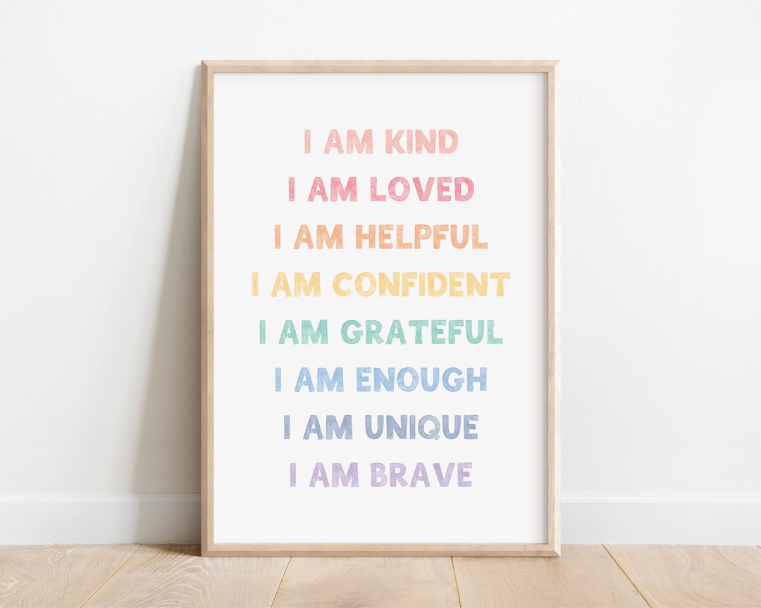 Pastel Rainbow Affirmation Print | Digital Print | Kids Affirmation ...