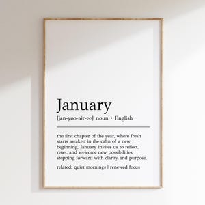 January Definition Print | January Decor | Winter Print | Minimalist ...