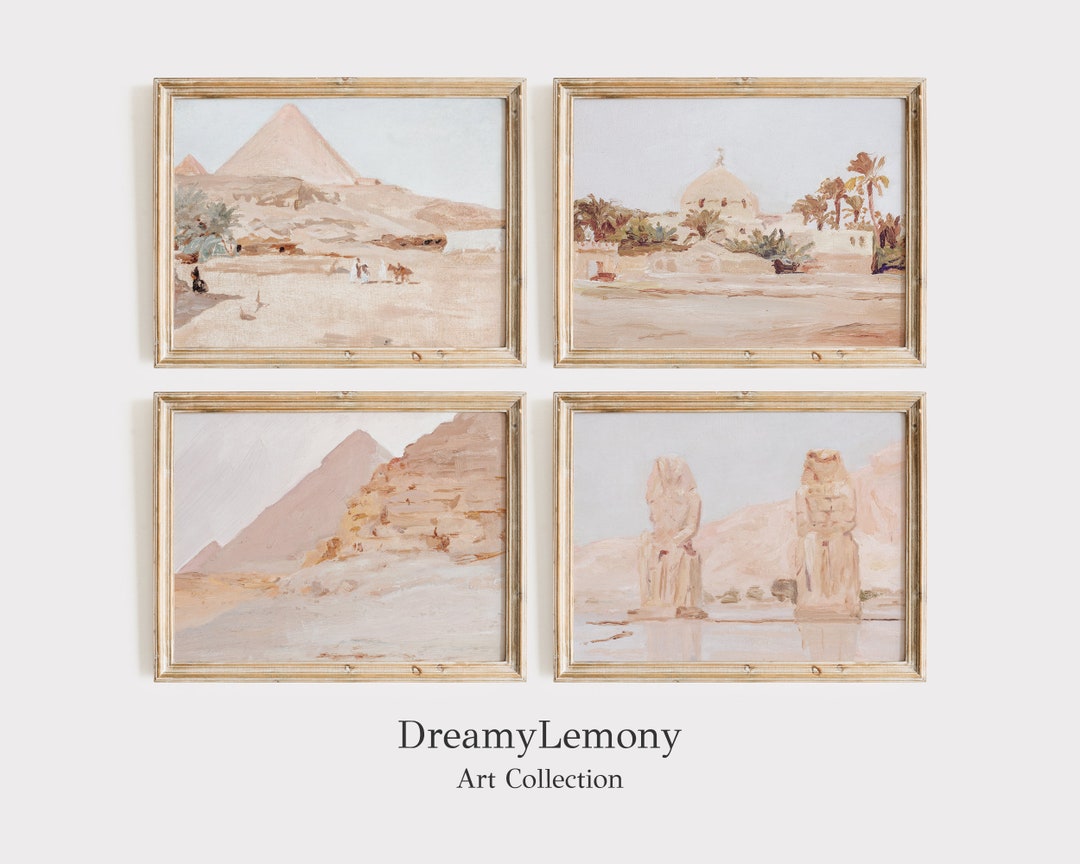 Egypt Art Print SET | Set of 4 | Ancient Egypt Paintings | Pyramid Art ...