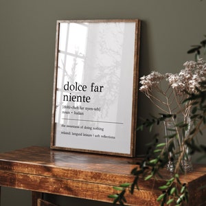 Dolce Far Niente Definition Print | Dolce Far Niente Wall Art | Italian ...