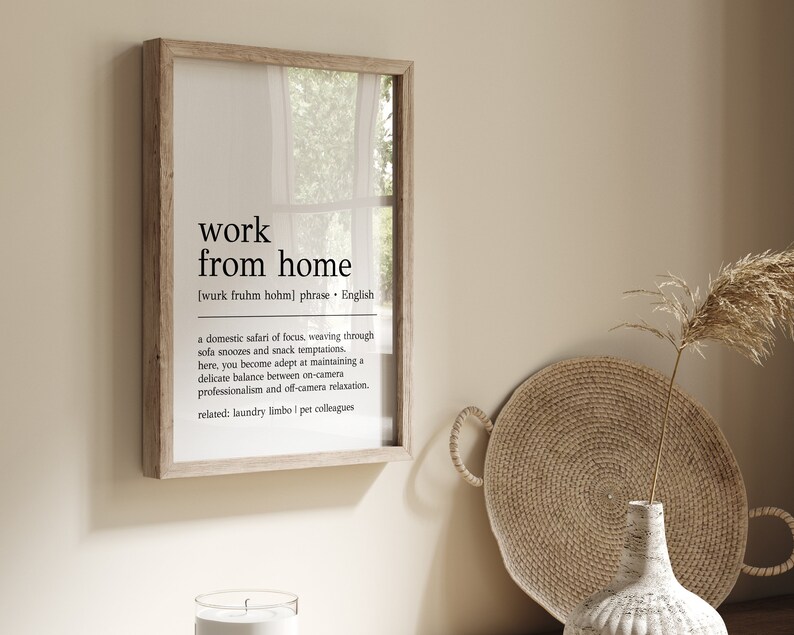 Work From Home Definition Print | Funny Office Decor | Work From Home ...