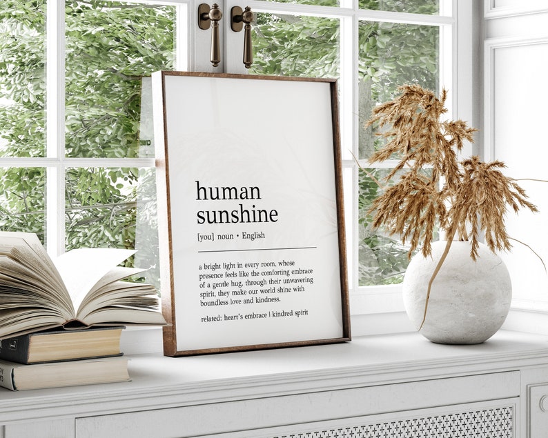 Human Sunshine Definition Print Best Friend Gift Self Love Wall Art ...