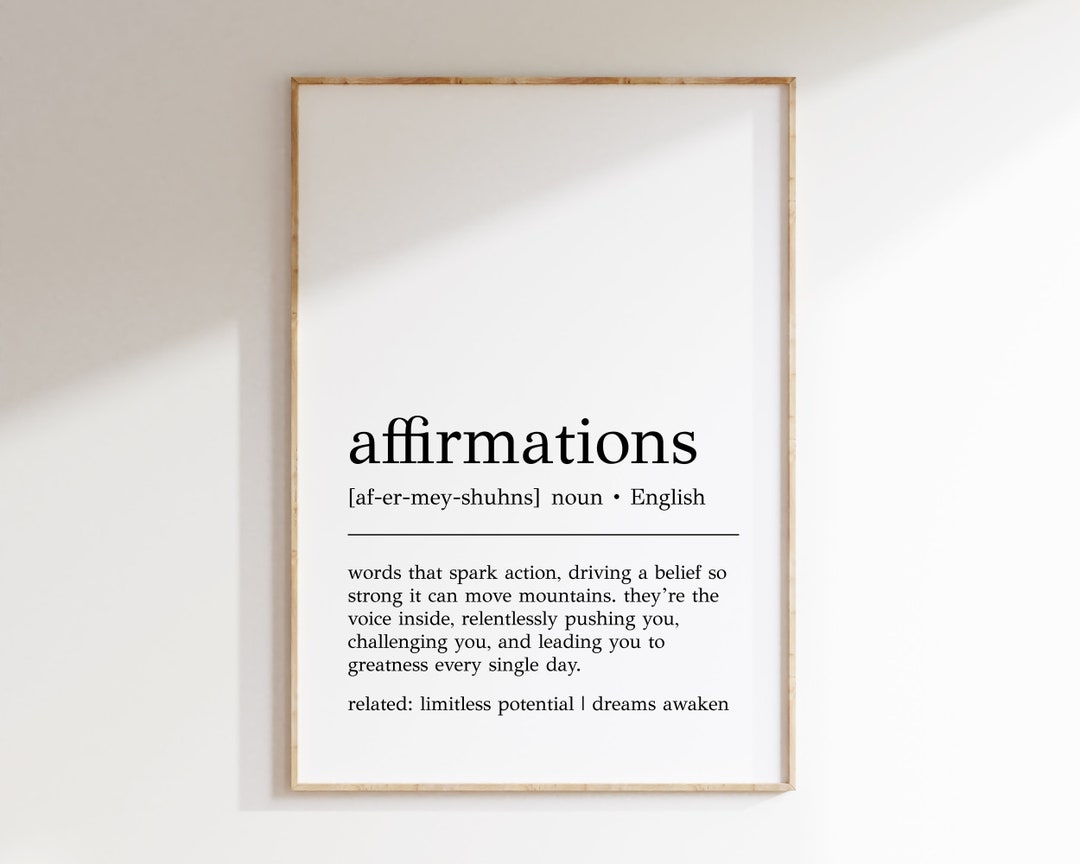 Affirmations Definition Print | Affirmation Wall Art | Affirmation ...