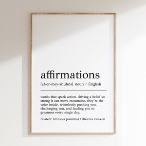 Affirmations Definition Print: Motivational Wall Art (digital Print) - Etsy