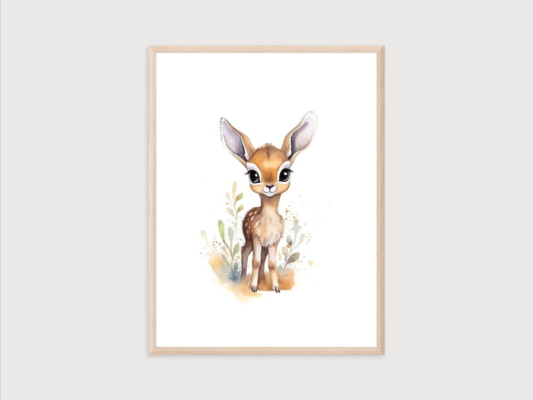 Baby Gazelle Poster Digital Print Watercolor Nursery - Etsy