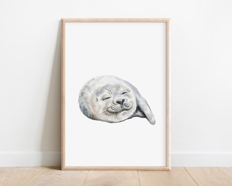 Sleeping Seal Print | Cute Seal Nursery Print | Arctic Nursery Decor ...