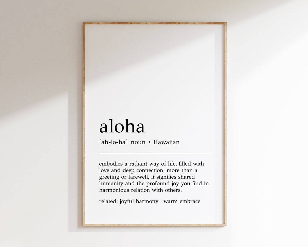 Aloha Definition Print | Hawaiian Wall Art | Aloha Poster | Aloha Wall ...