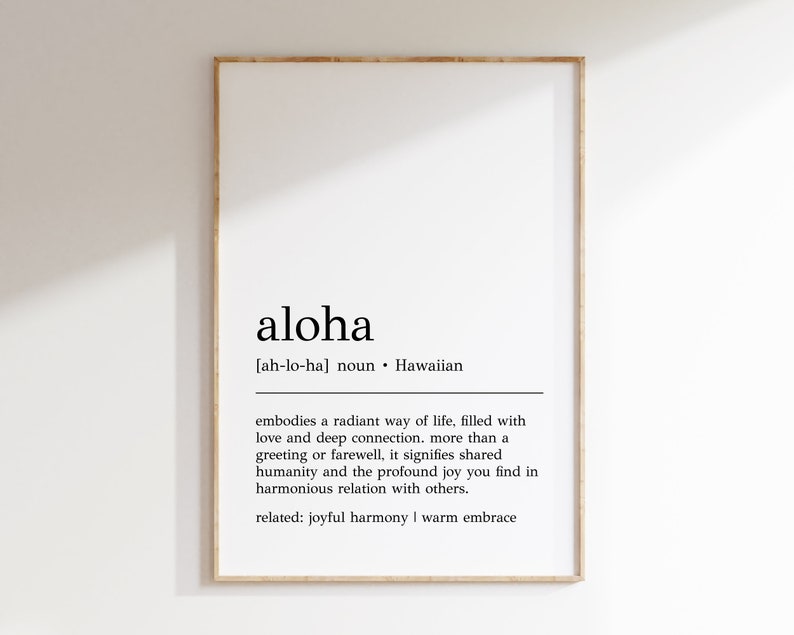 Aloha Definition Print: Hawaiian Wall Art (digital Print) - Etsy