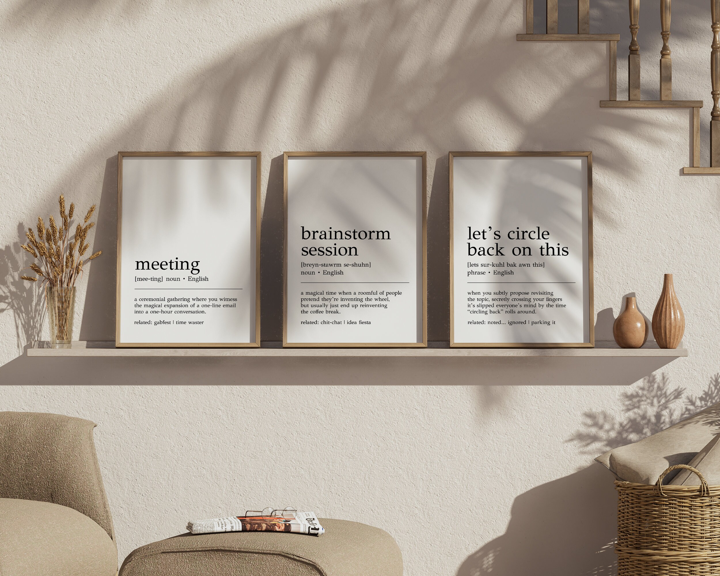 Funny Meeting Room Wall Art set of 3 Prints Office Humor Prints Quirky ...