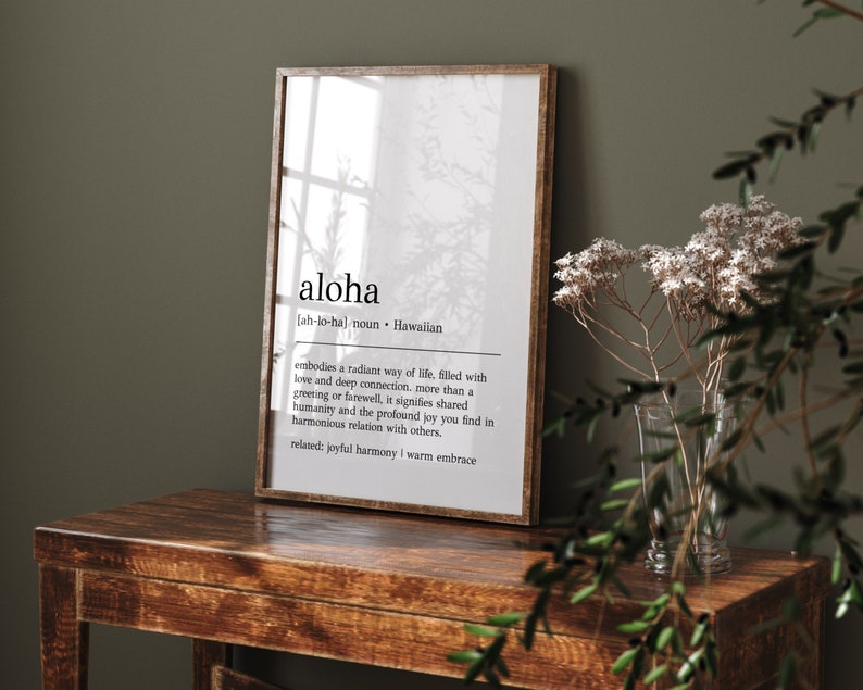 Aloha Definition Print Hawaiian Wall Art Aloha Poster - Etsy